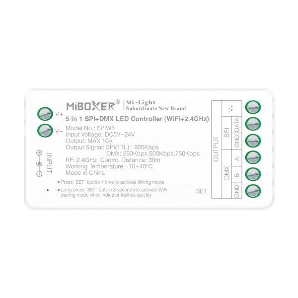 MiBoxer SPI 5 in 1 SPI LED Controller für Adressierbare LED Streifen ...